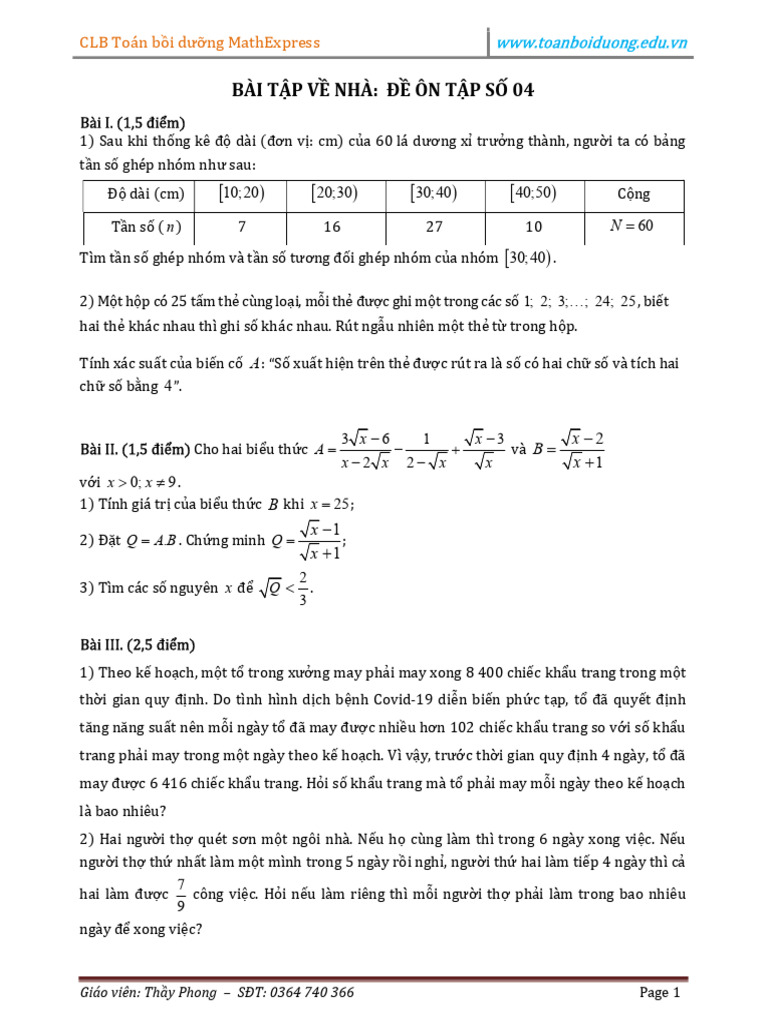 (9.2C1) BTVN B44 Đề Ôn Tập Số 4 | PDF