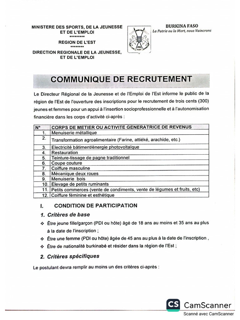 Communiqué Recrutement | PDF