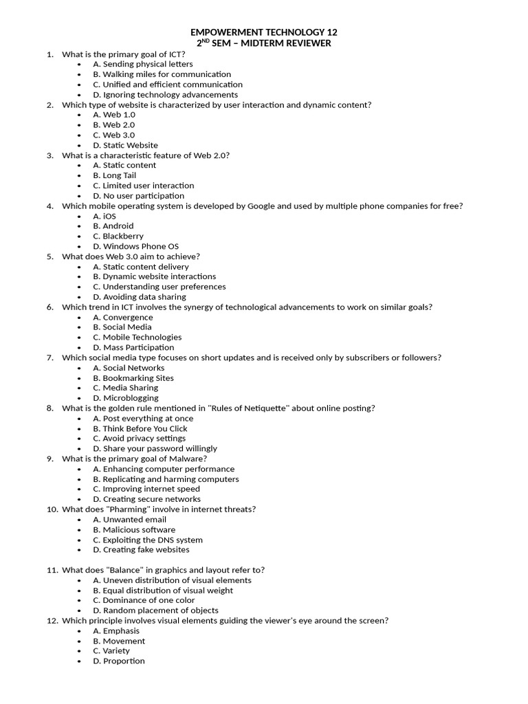 Empowerment Technology 12 Midterm Reviewer | PDF | Page Layout | World Wide Web