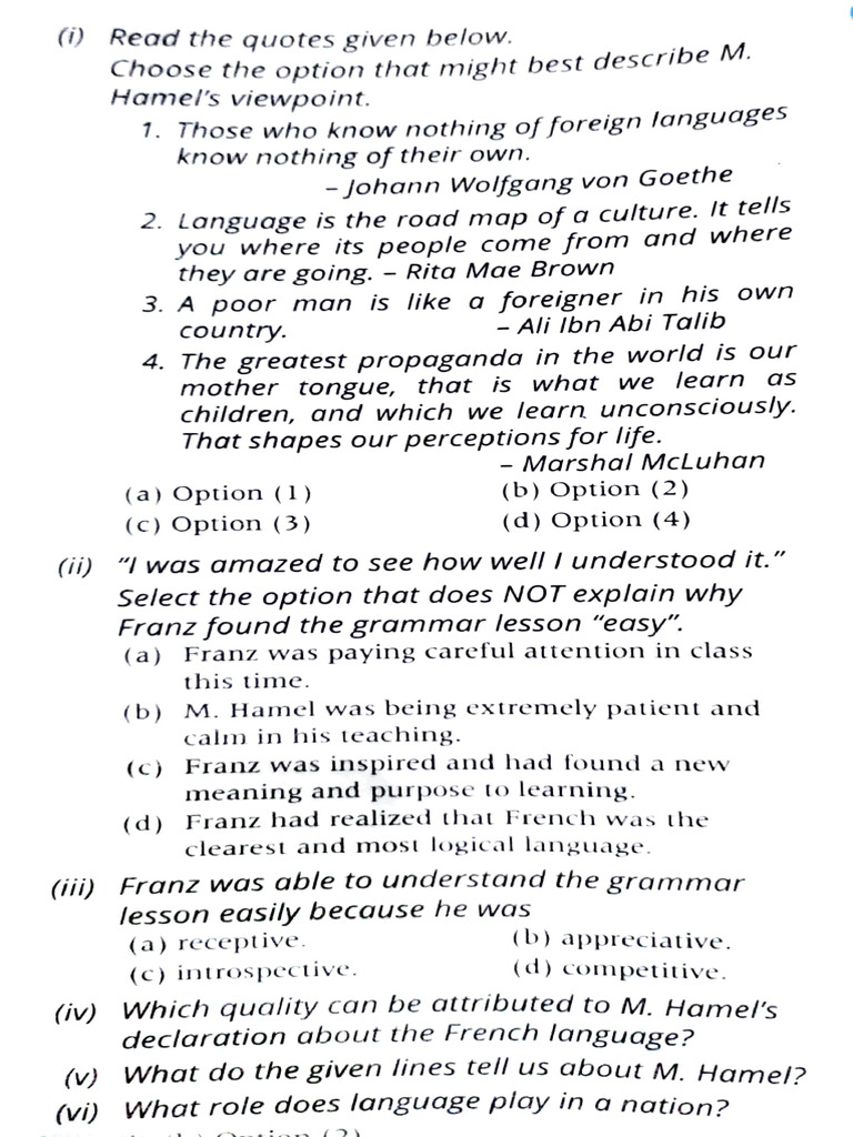The Last Lesson Extract 5 | PDF