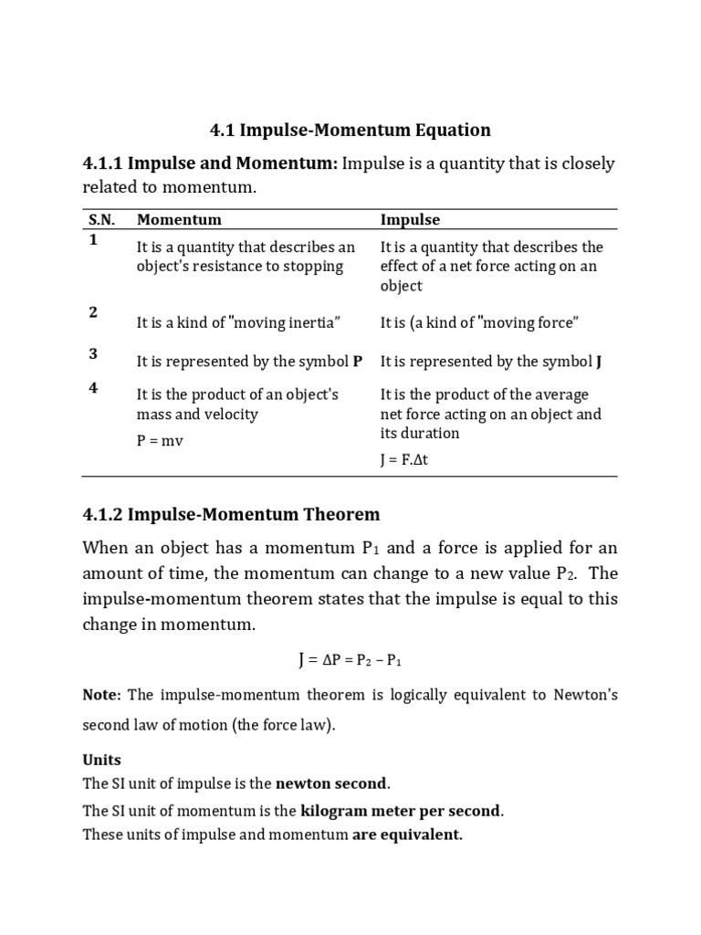 Unit.4 (HEM) Impulse-Momentum Equation | PDF