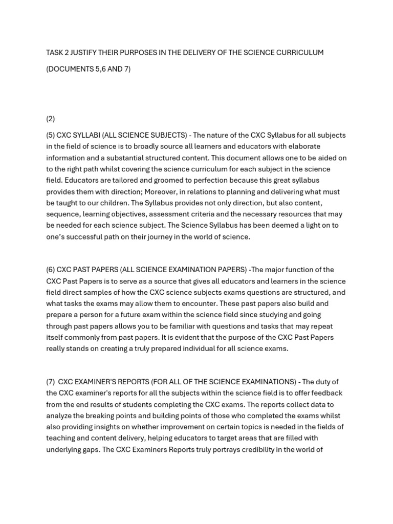 Task 2 Justify Their Purposes in The Delivery of The Science | PDF