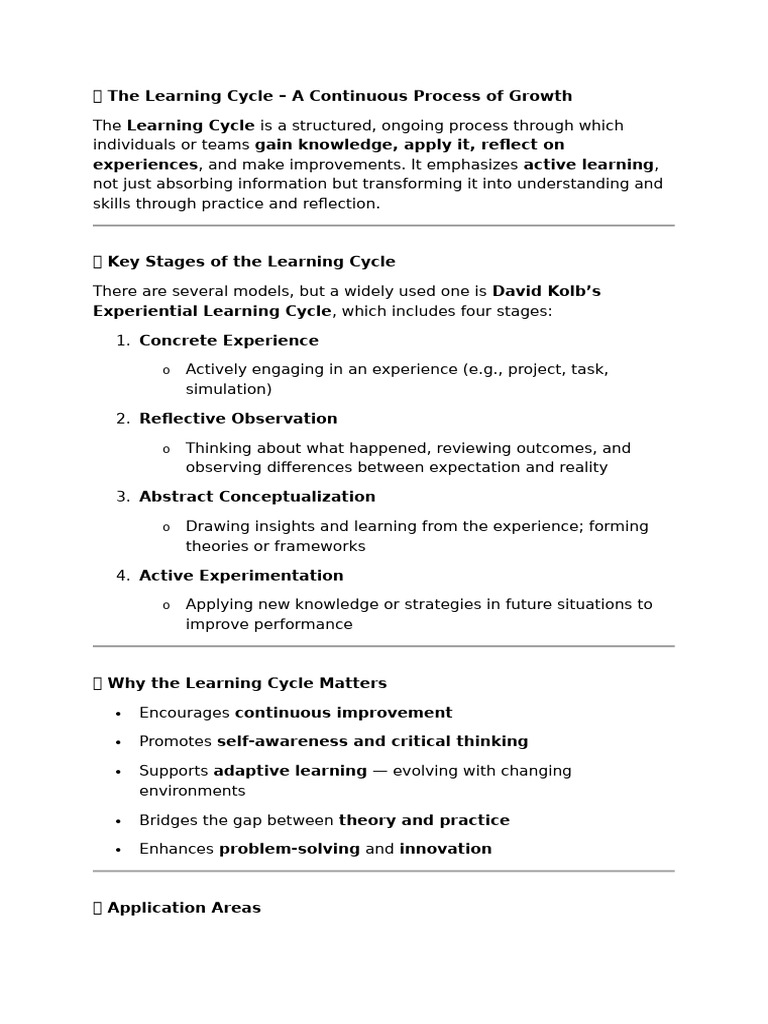 The Learning Cycle | PDF