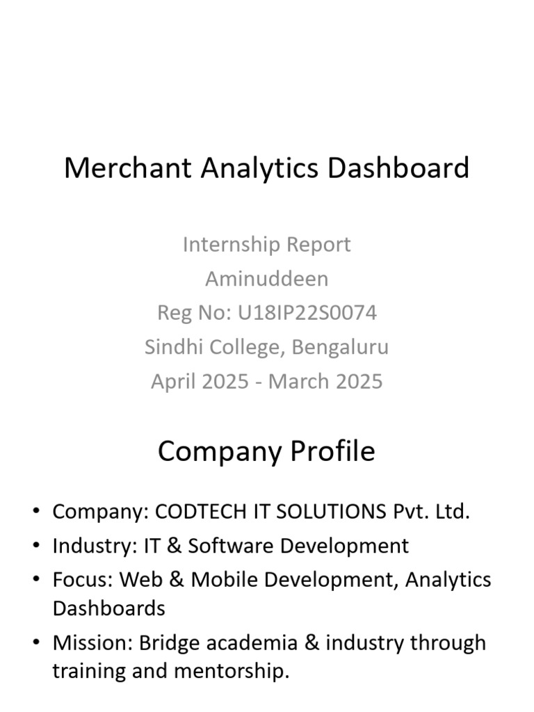 Merchant Analytics Internship PPT | PDF