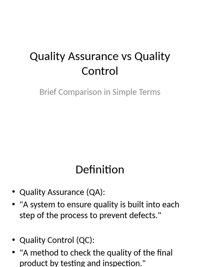 QA Vs QC Presentation | PDF