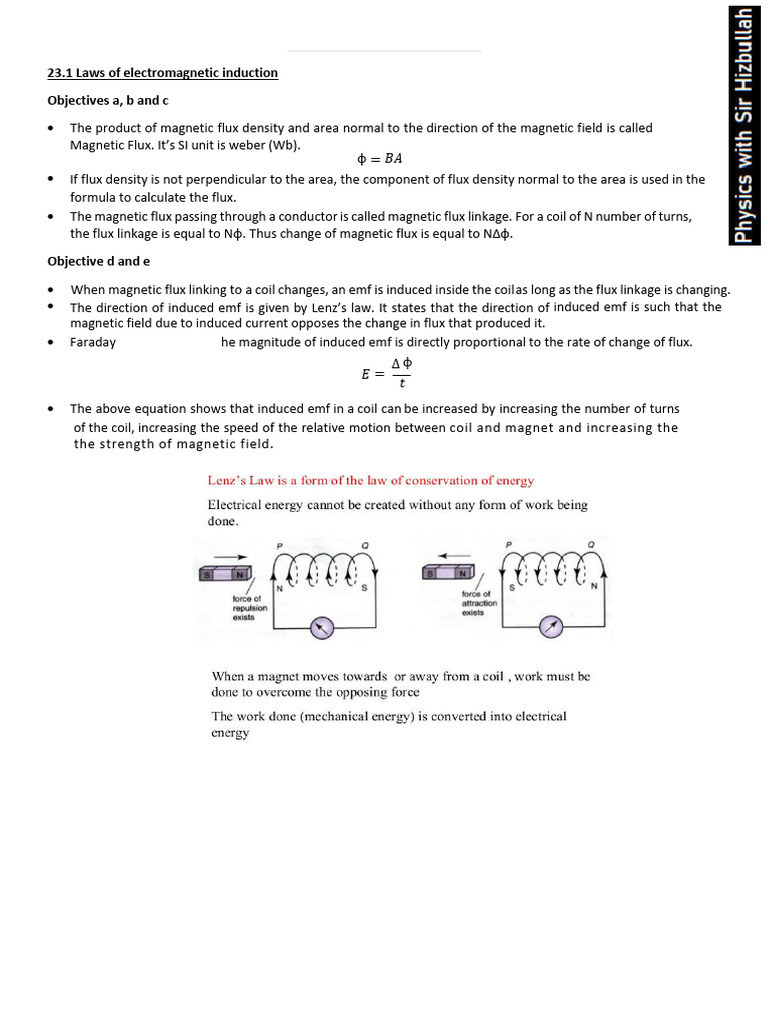 Notes - Electromagnetic Induction | PDF | Electromagnetic Induction ...