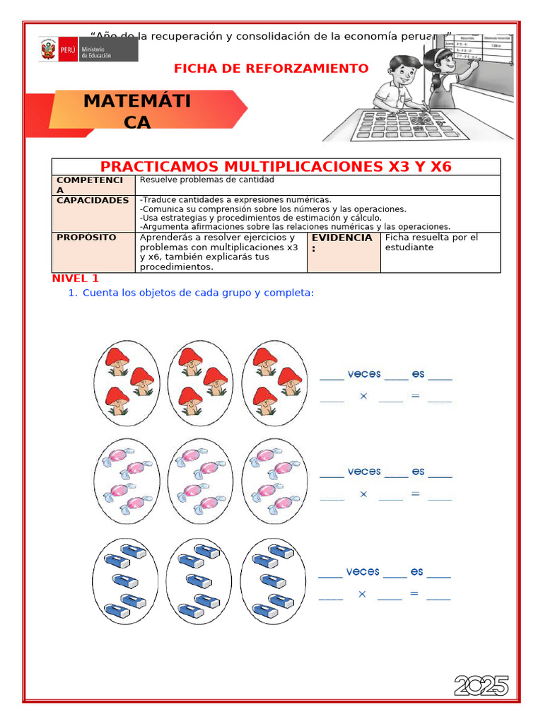 Multiplicaciones x3 y x6 en Primaria | PDF