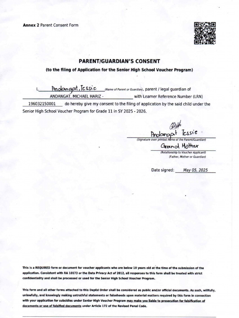 V25 NVKD1XCI Parent Guardians Consent | PDF