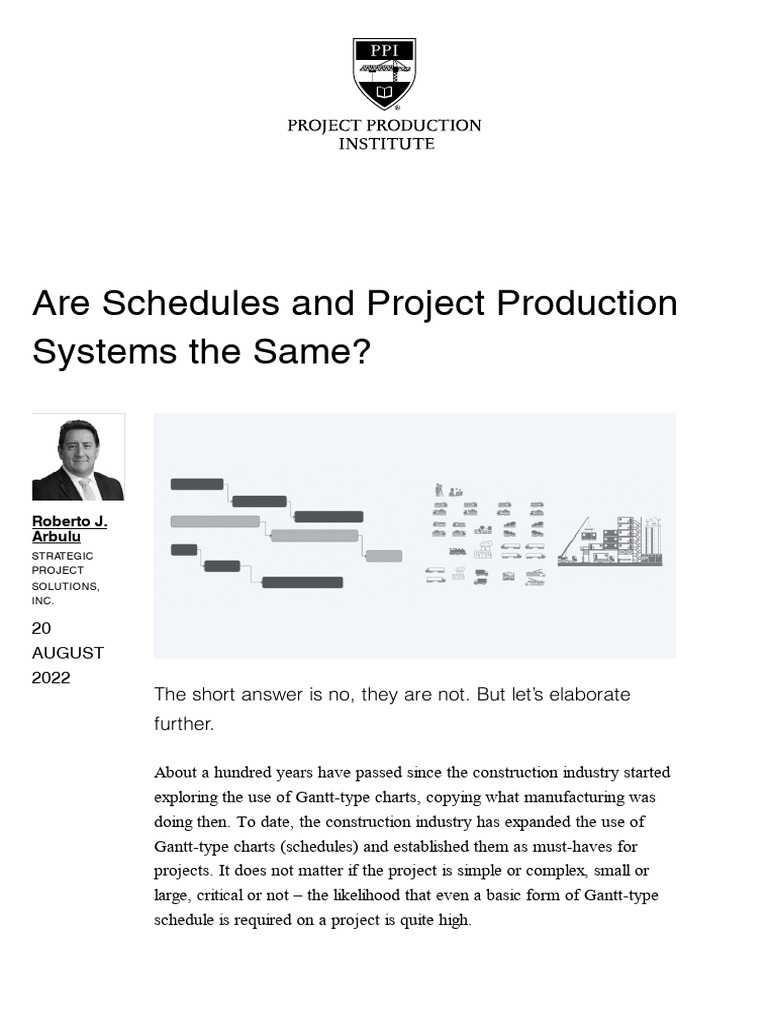 Are Schedules and Project Production Systems The Same - Project ...