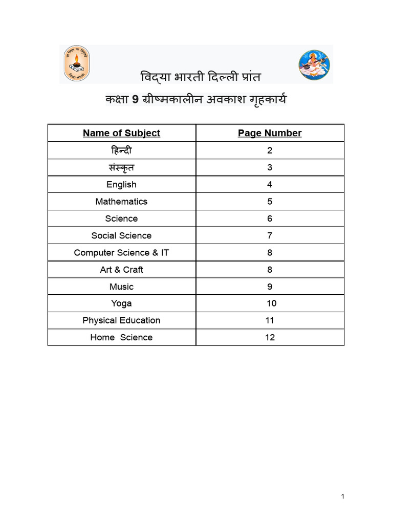 Class 9 Holiday Homework 2025-26 | PDF