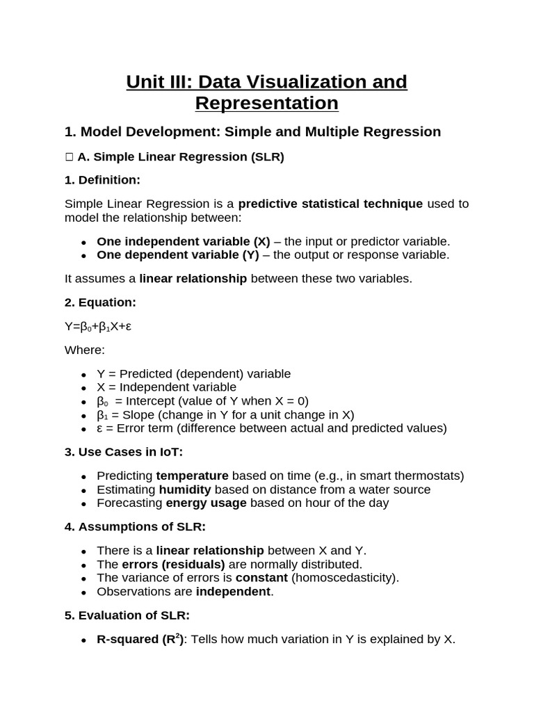Unit III - Data Visualization and Representation | PDF | Errors And Residuals | Linear Regression