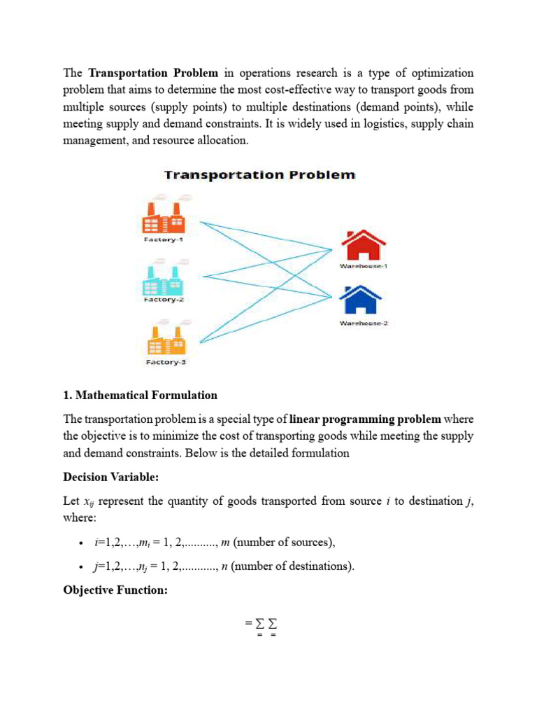 Transportation Problem Final | PDF | Mathematical Optimization | Logistics