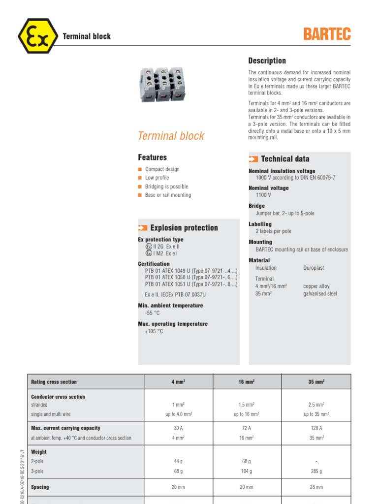 Terminal Blcok Ex e Increased Safety | PDF | Insulator (Electricity ...