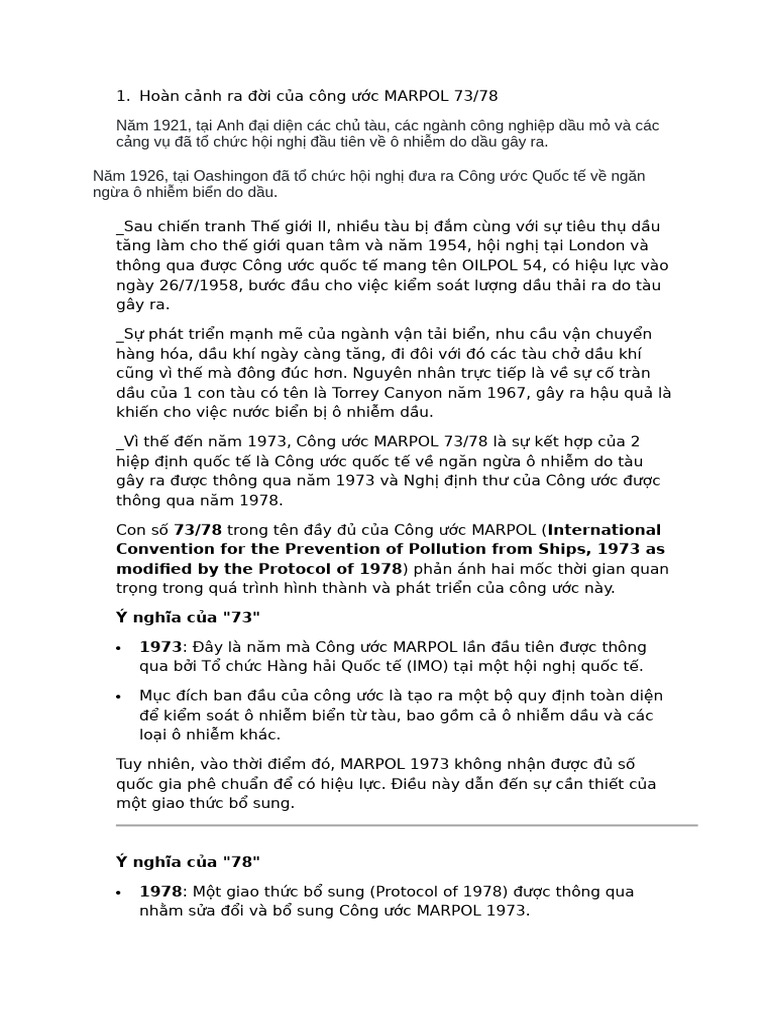 N I Dung Chính C A Công Ư C Marpol 73.78 | PDF