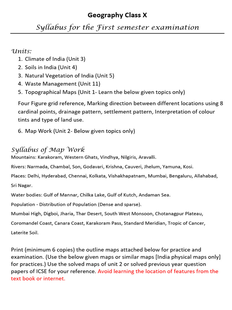 Map Work (Syllabus) | PDF