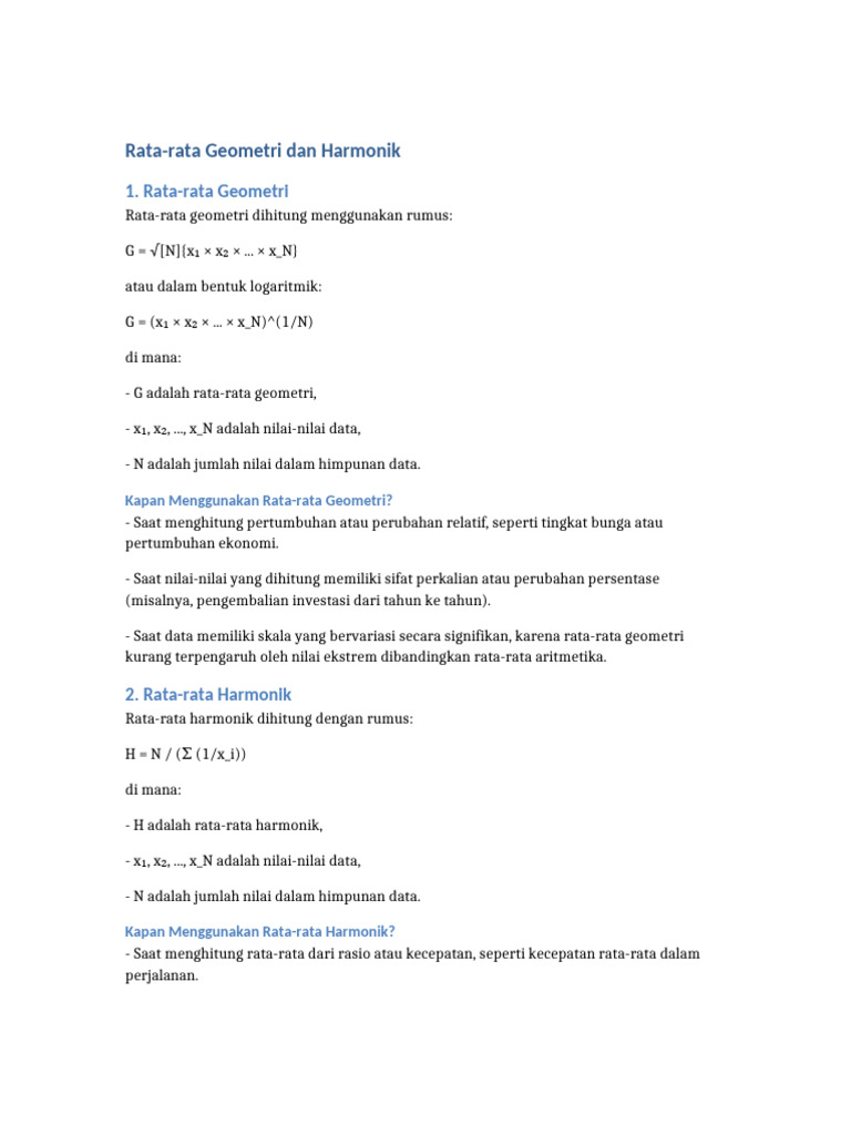 Rata-Rata Geometri Dan Harmonik | PDF
