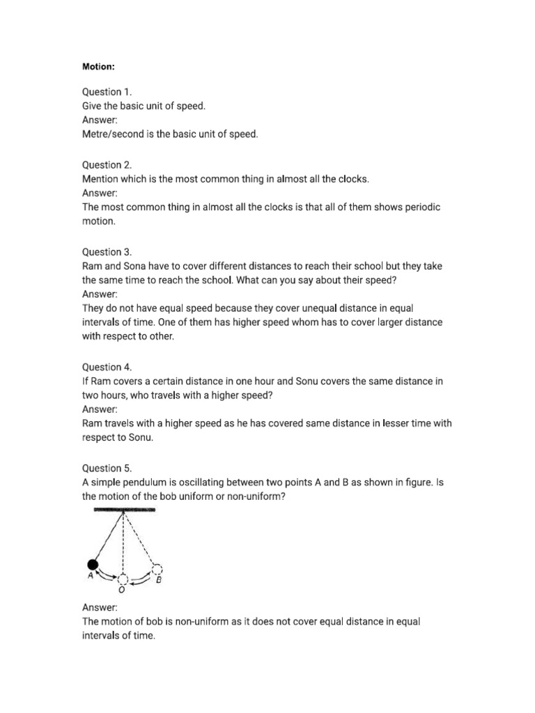 Motion - With Answers | PDF