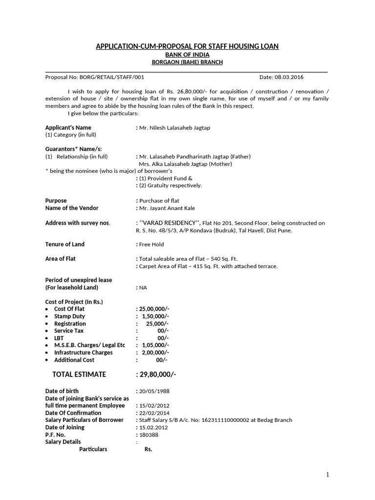 Staff Housing Loan Application Form | PDF | Loans | Tax Deduction