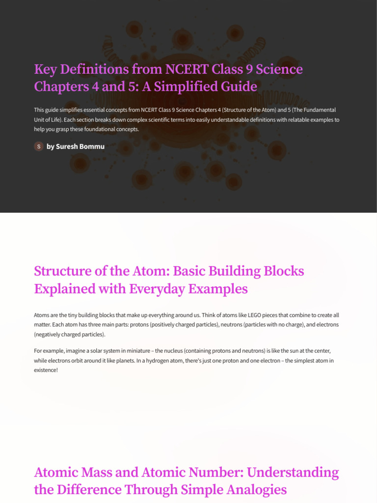 Key Definitions From NCERT Class 9 Science Chapters 4 and 5 a ...