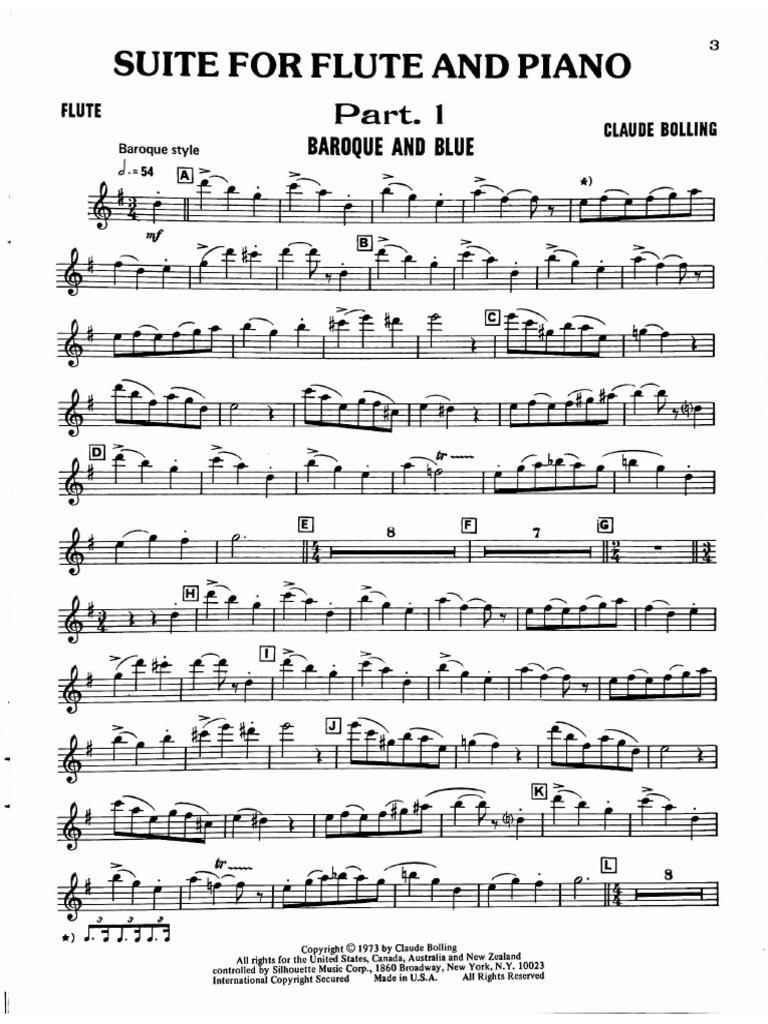 Bolling Suite For Flute and Piano Flute Part | PDF