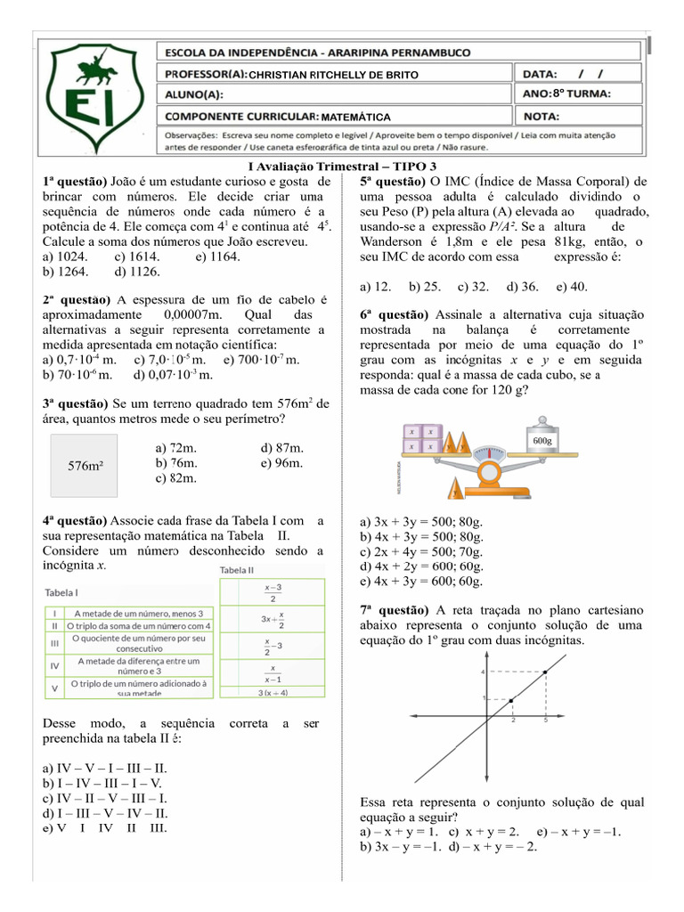 Prova - Tipo 3 | PDF