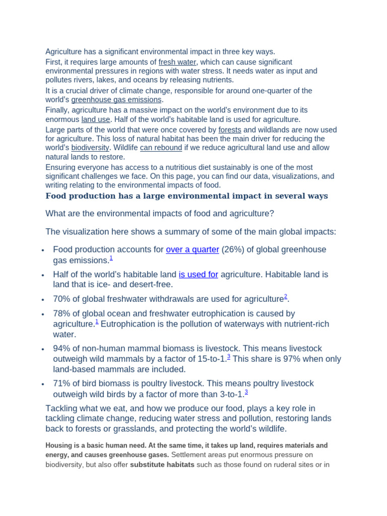 Environmental Impacts of Agriculture | PDF | Agriculture | Human Impact ...