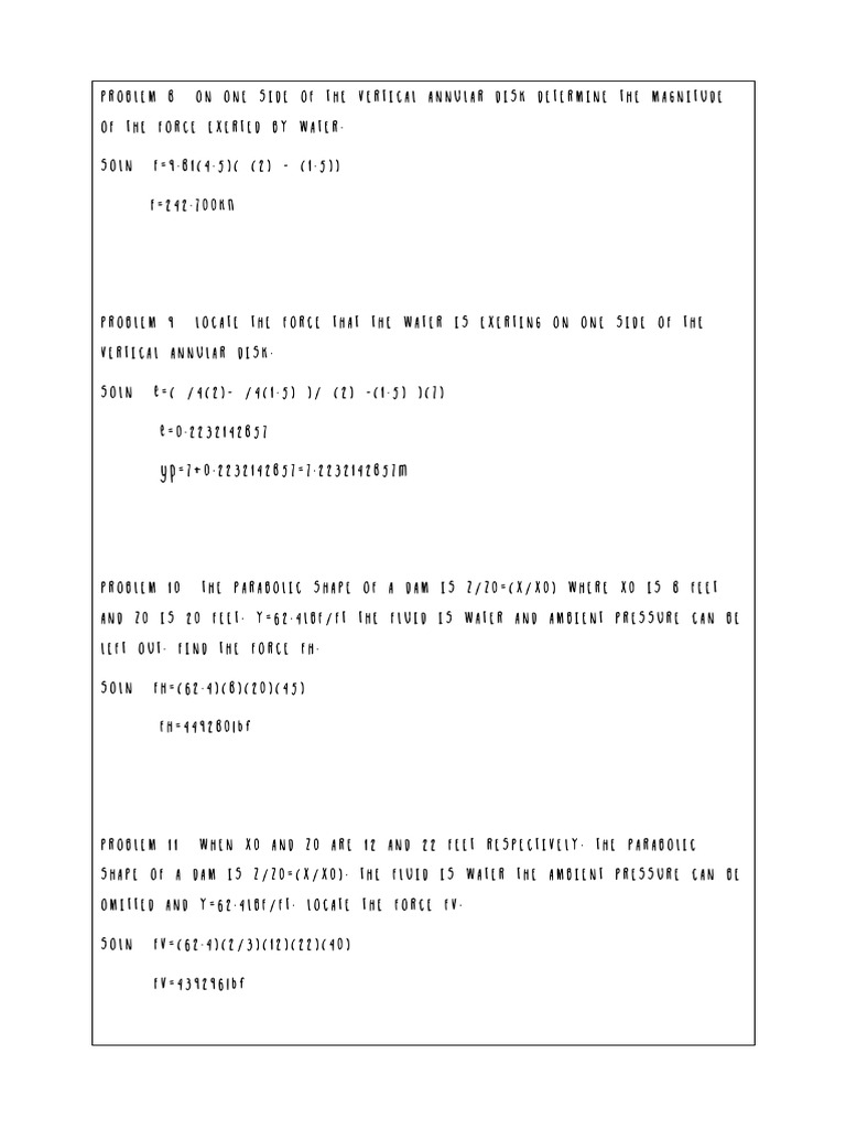 Total Hydrostatic Force On A Curve Surface (8-11) | PDF