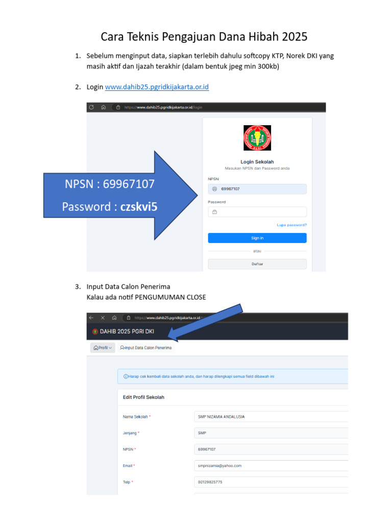 Cara Teknis Pengajuan Dana Hibah Secara Online 2025 | PDF