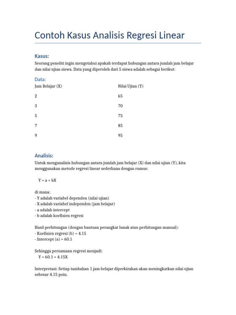 Contoh Analisis Regresi Linear | PDF