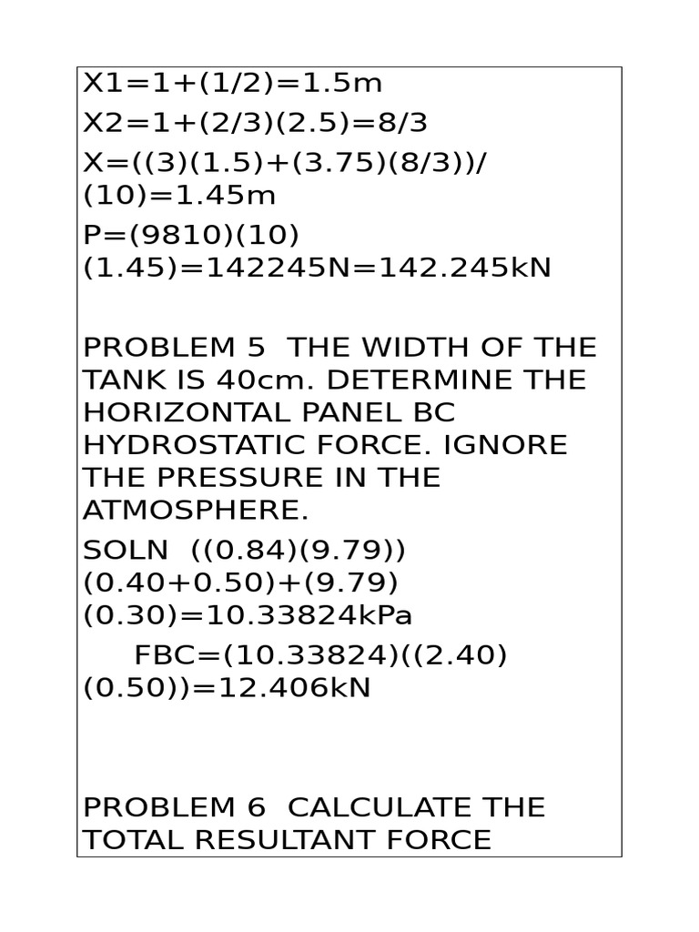 Total Hydrostatic Force On Plane Surface (4-7) | PDF