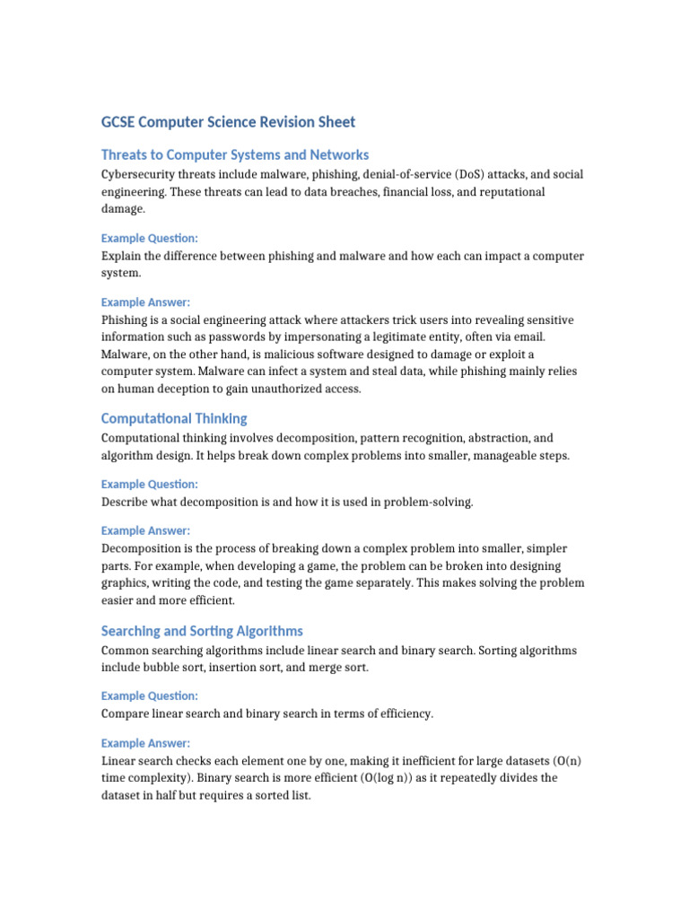 GCSE_Computer_Science_Revision | PDF | Malware | Phishing