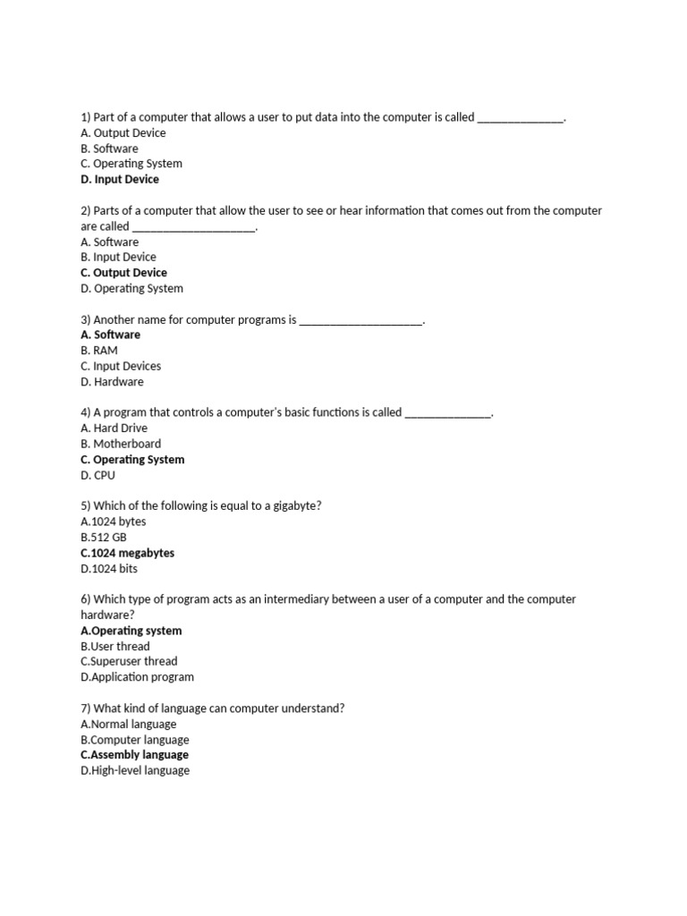 Computer MCQ Collections | PDF | Computer Data Storage | Operating System