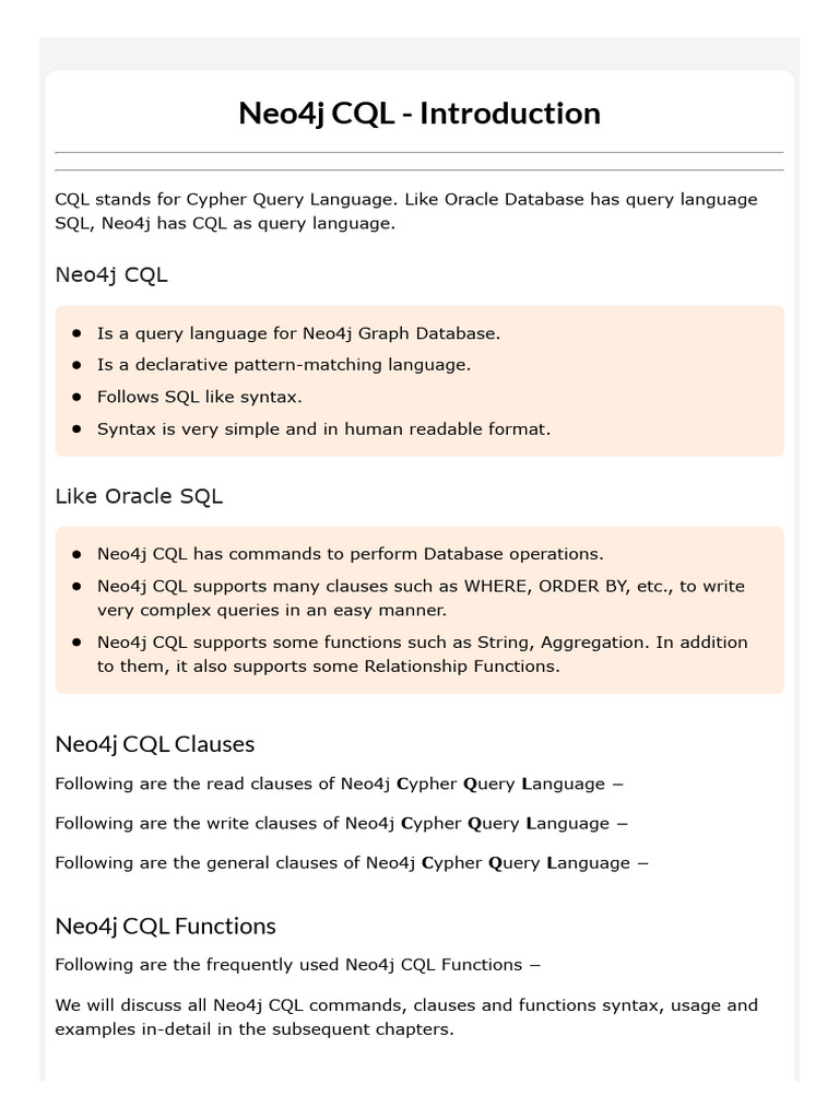 Neo4j CQL - Introduction | PDF