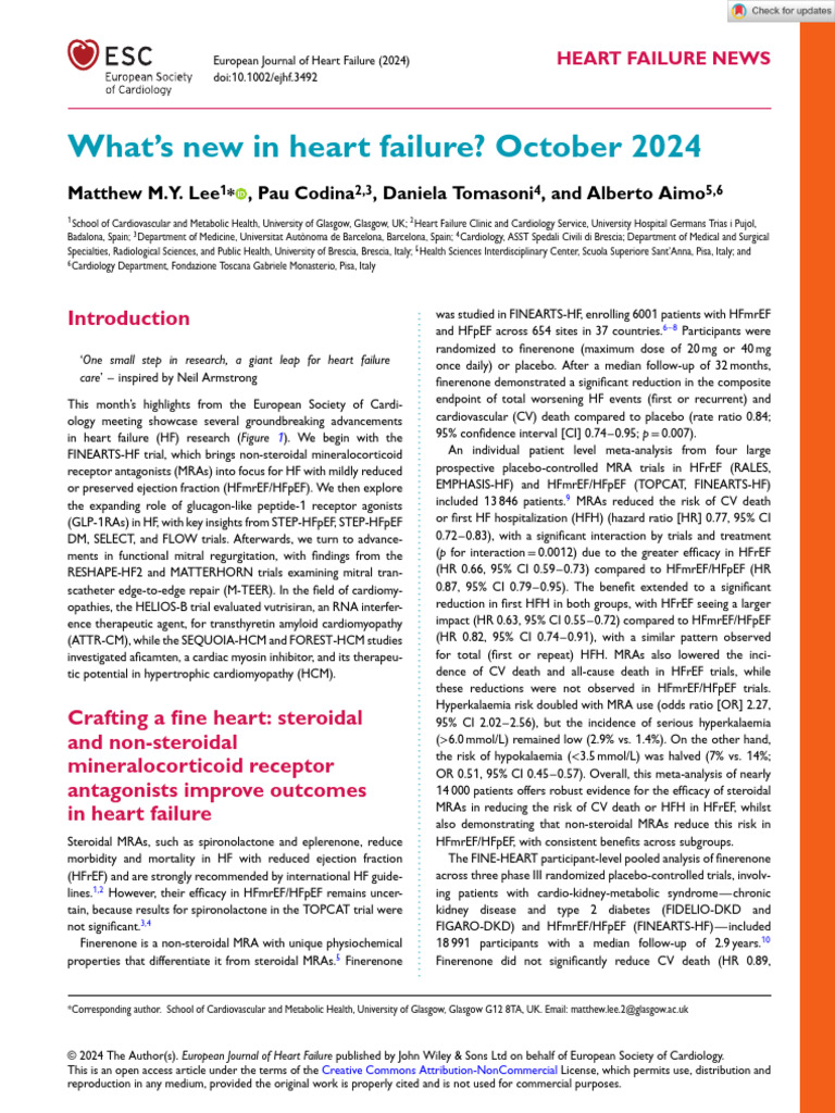 Whats New in Heart Failure October 2024 | PDF | Heart Failure | Heart