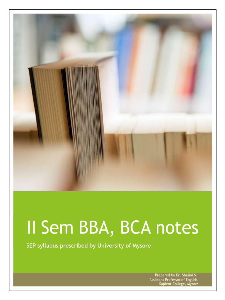 Mysore University BCA II Sem Notes | PDF | Courage | Poetry