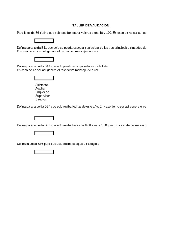 Ejercicio de Validación | PDF