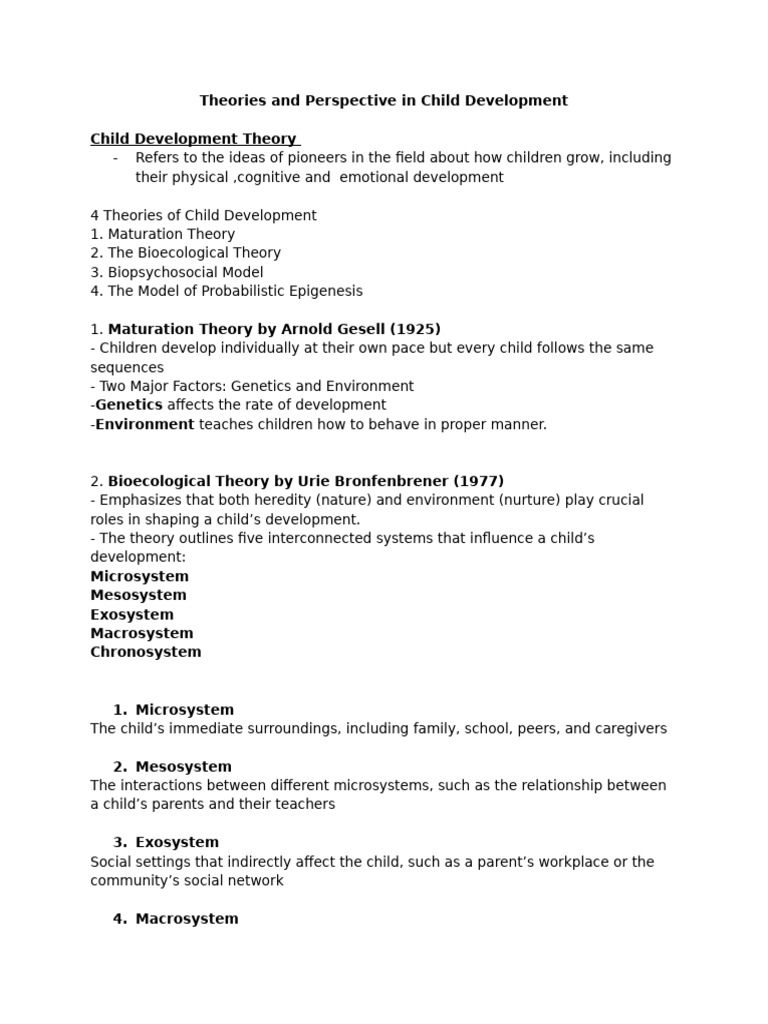 G1 Theories and Perspective in Childhood Development | PDF ...