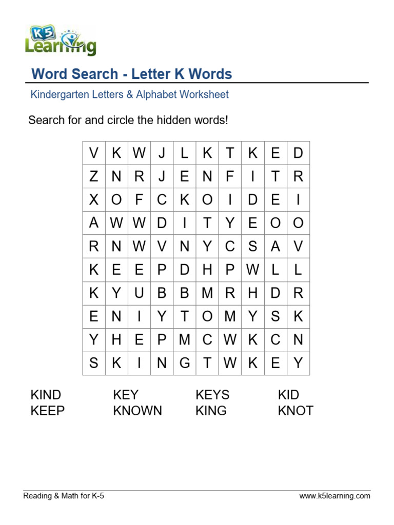 Word Search Letter K | PDF