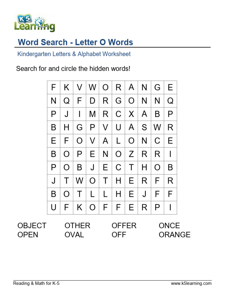 Word Search Letter o | PDF