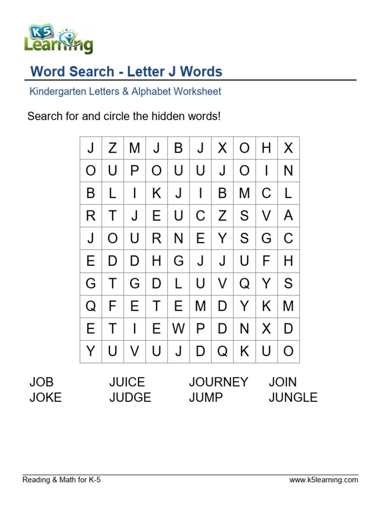 Word Search Letter J | PDF