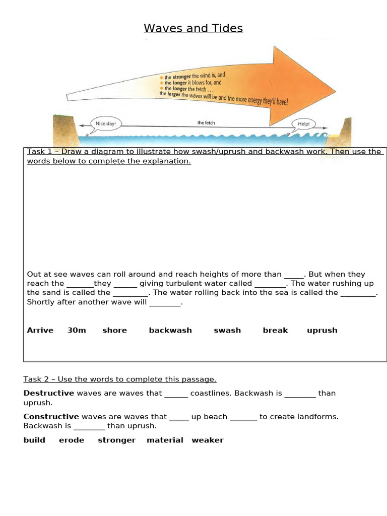 1.waves and Tides Worksheet | PDF | Coast | Weather Events