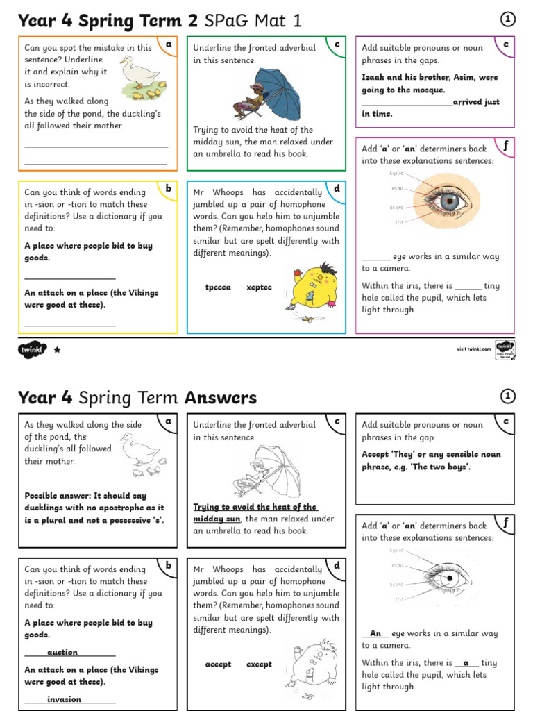 Audlem ST James - Year 4 Spring Term 2 Mat 1 | PDF | Pronoun | Noun