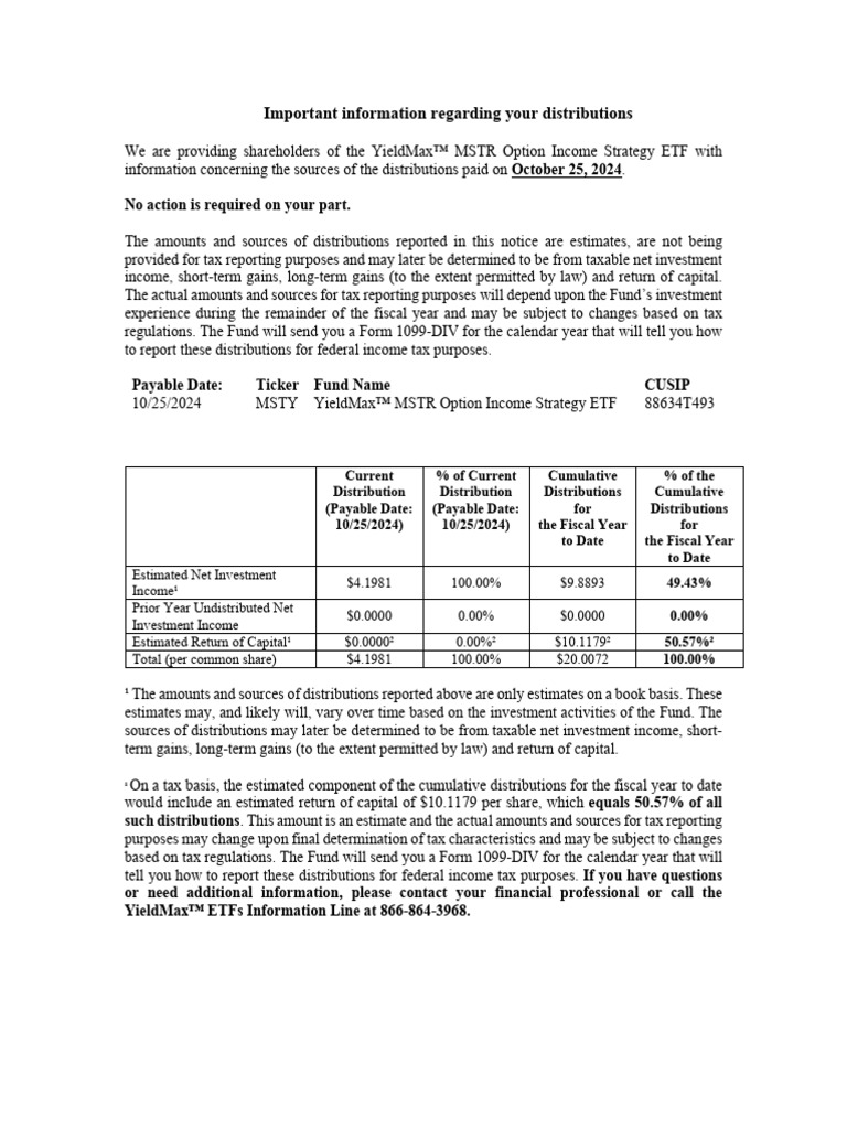 MSTY 19a-1 Notice (Payable Date 10.25.24) Final | PDF | Taxes | Income ...