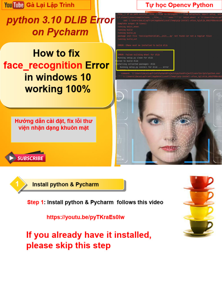 Python 3.9 DLIB Error - How To Fix Face - Recognition Error in Windows 10 - Working 100% | PDF