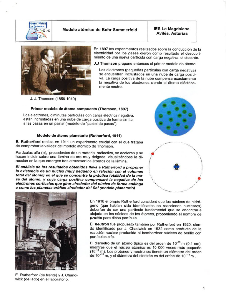 Modelo Atómico Bohr-Sommerfeld | PDF