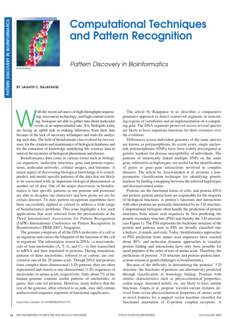 Computational Techniques and Pattern Recognition | PDF | Bioinformatics ...