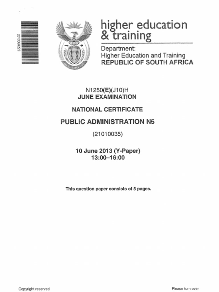 N5 Public Administration June 2013 | PDF