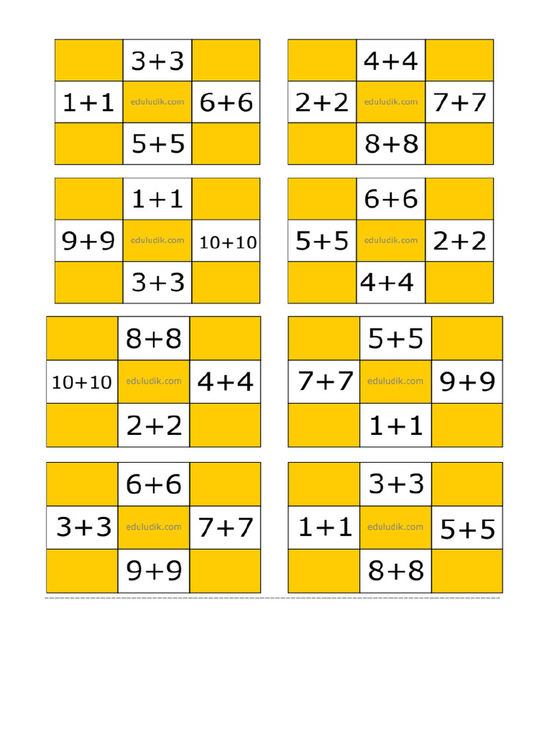 Bingo de Sumas de Números Iguales | PDF