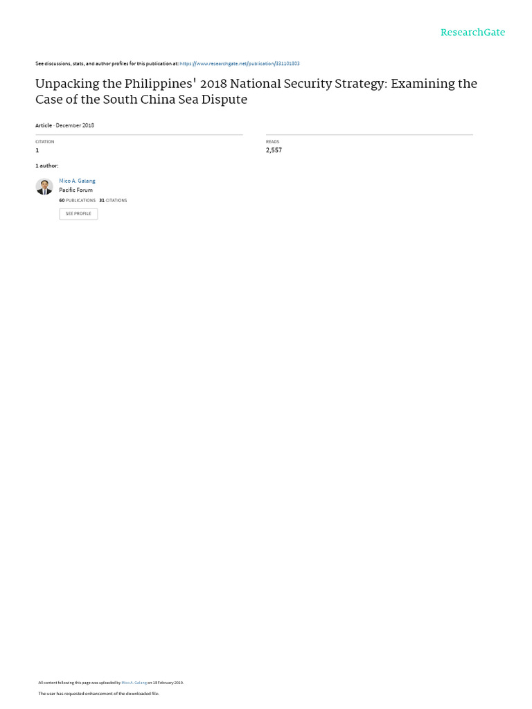 Gilang - Philippines NSS & SCS | PDF | Philippines | International Relations