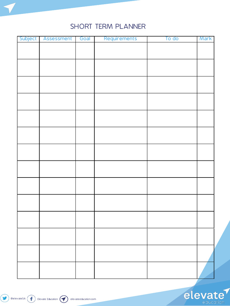 Short Term Planner | PDF